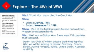 Lesson 1 - Introduction to World War one | PPTX
