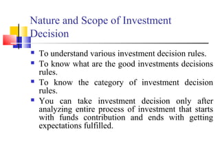 01 Investment meaning, nature and scope | PPT