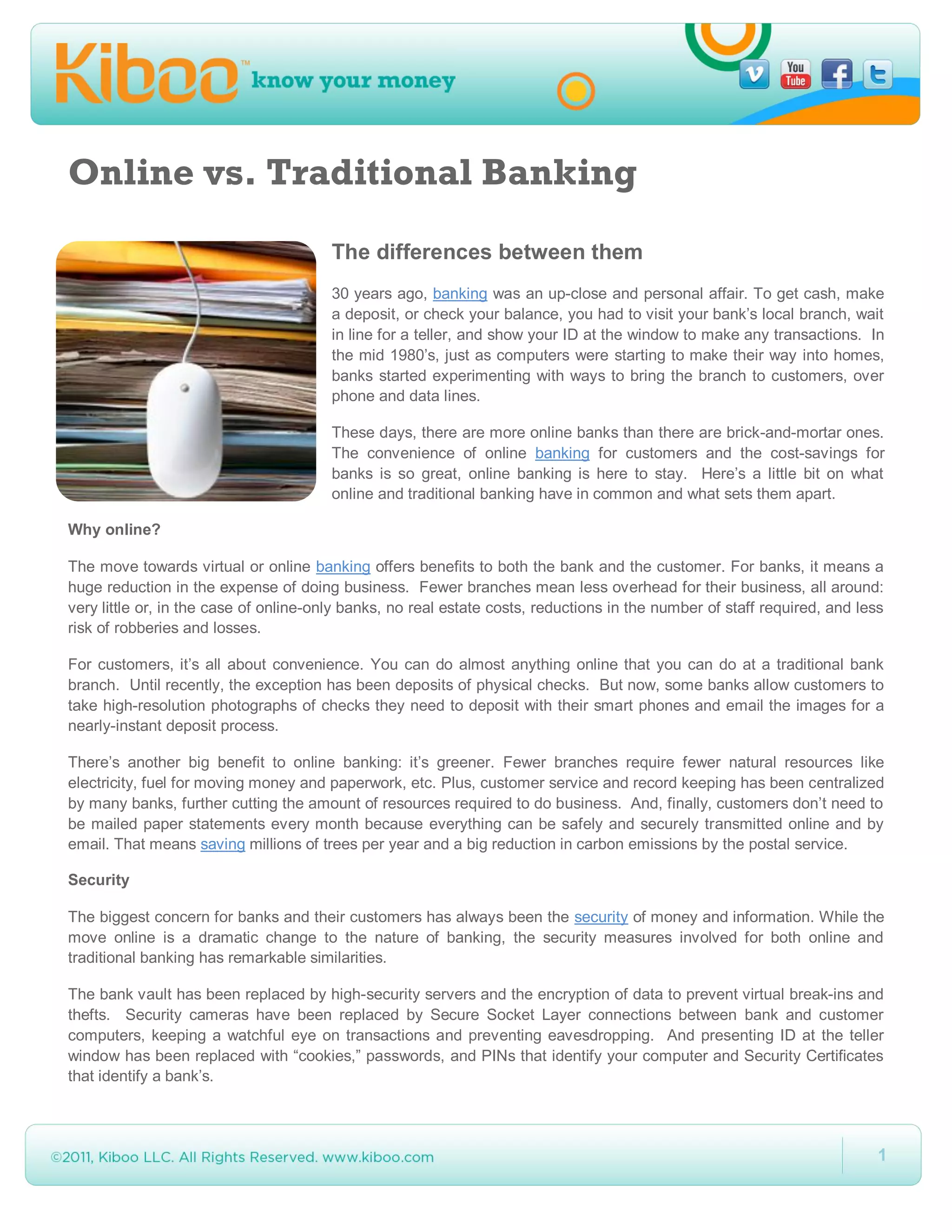 Online vs traditional banking | PDF