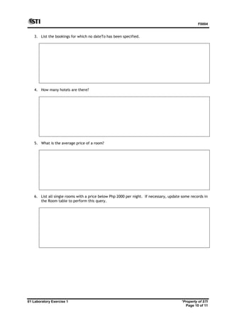01 laboratory exercise 1 - DESIGN A SIMPLE DATABASE APPLICATION | PDF