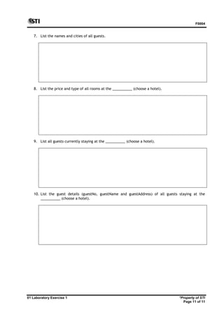 01 laboratory exercise 1 - DESIGN A SIMPLE DATABASE APPLICATION | PDF