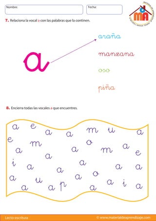 ️01 la vocal a material de-aprendizaje | PDF