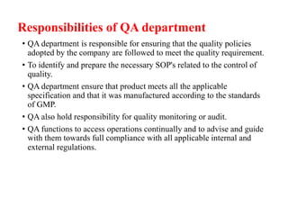 Quality assurance and quality control B.Pharm. | PDF