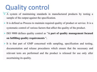 Quality assurance and quality control B.Pharm. | PDF