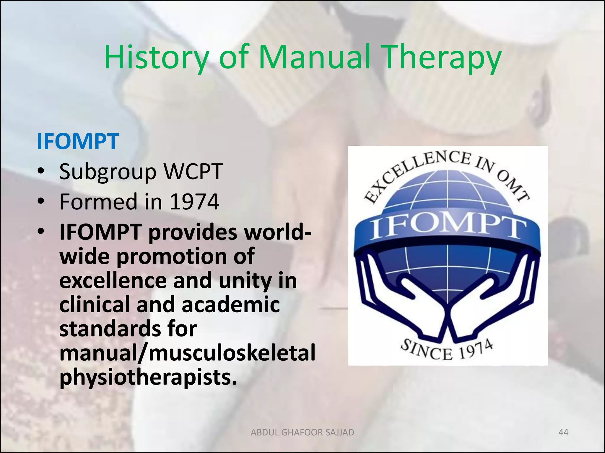 01 lecture mt 9-s-15 'defination & history of ompt' by abdul ghafoor ...