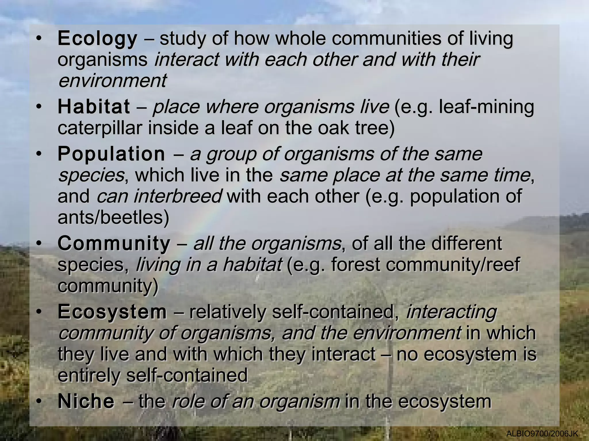 01 Levels of Ecological Organisation | PPT
