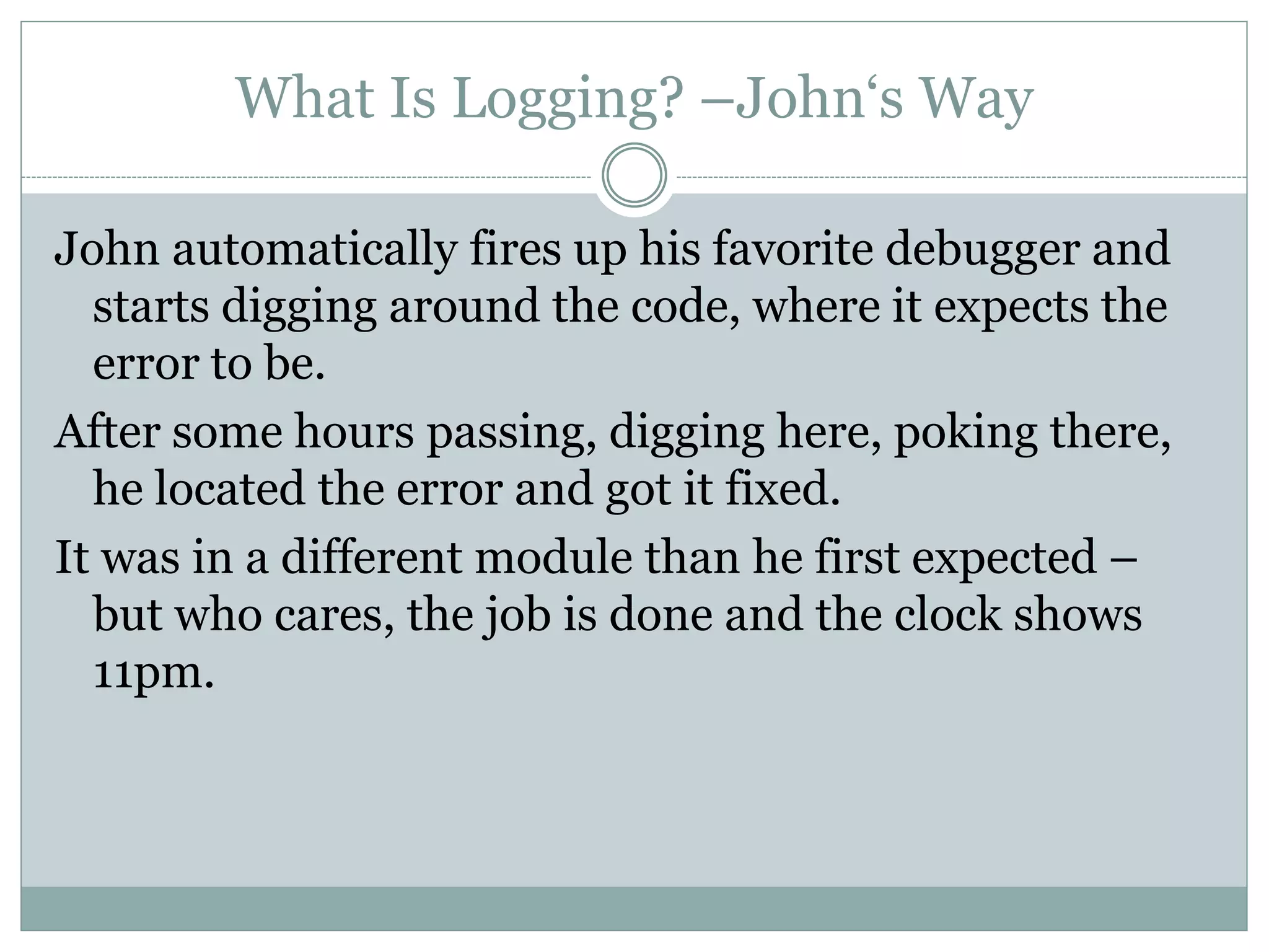 Developer Fundamentals - Logging | PDF | Programming Languages | Computing