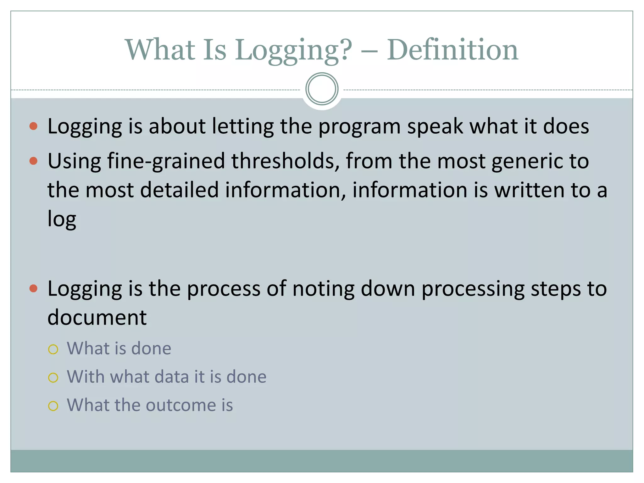 Developer Fundamentals - Logging | PDF | Programming Languages | Computing