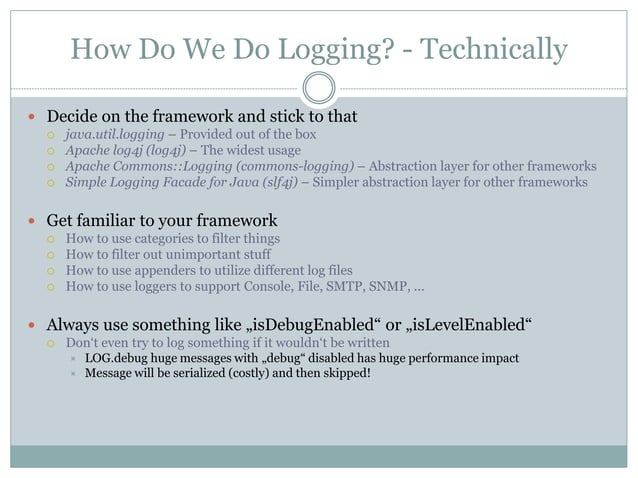 Developer Fundamentals - Logging | PDF | Programming Languages | Computing