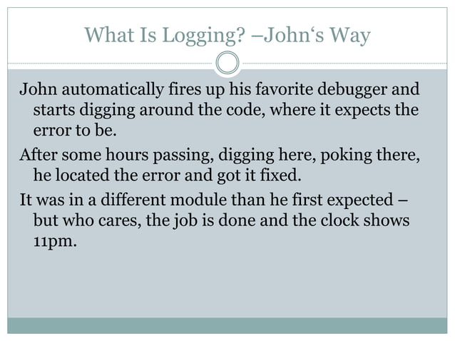 Developer Fundamentals - Logging | PPT