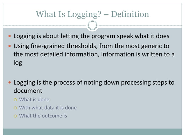 Developer Fundamentals - Logging | PPT