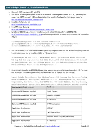 Microsoft Lync Server 2010 Installation | PDF