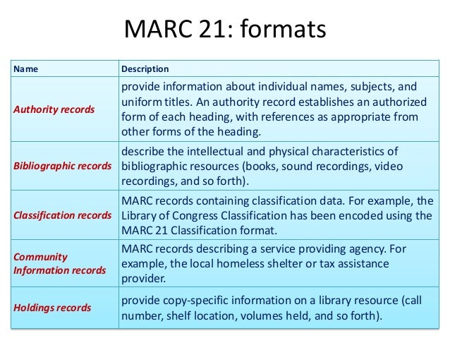 MARC 21: prologue (BALID Training programme on Marc 21)