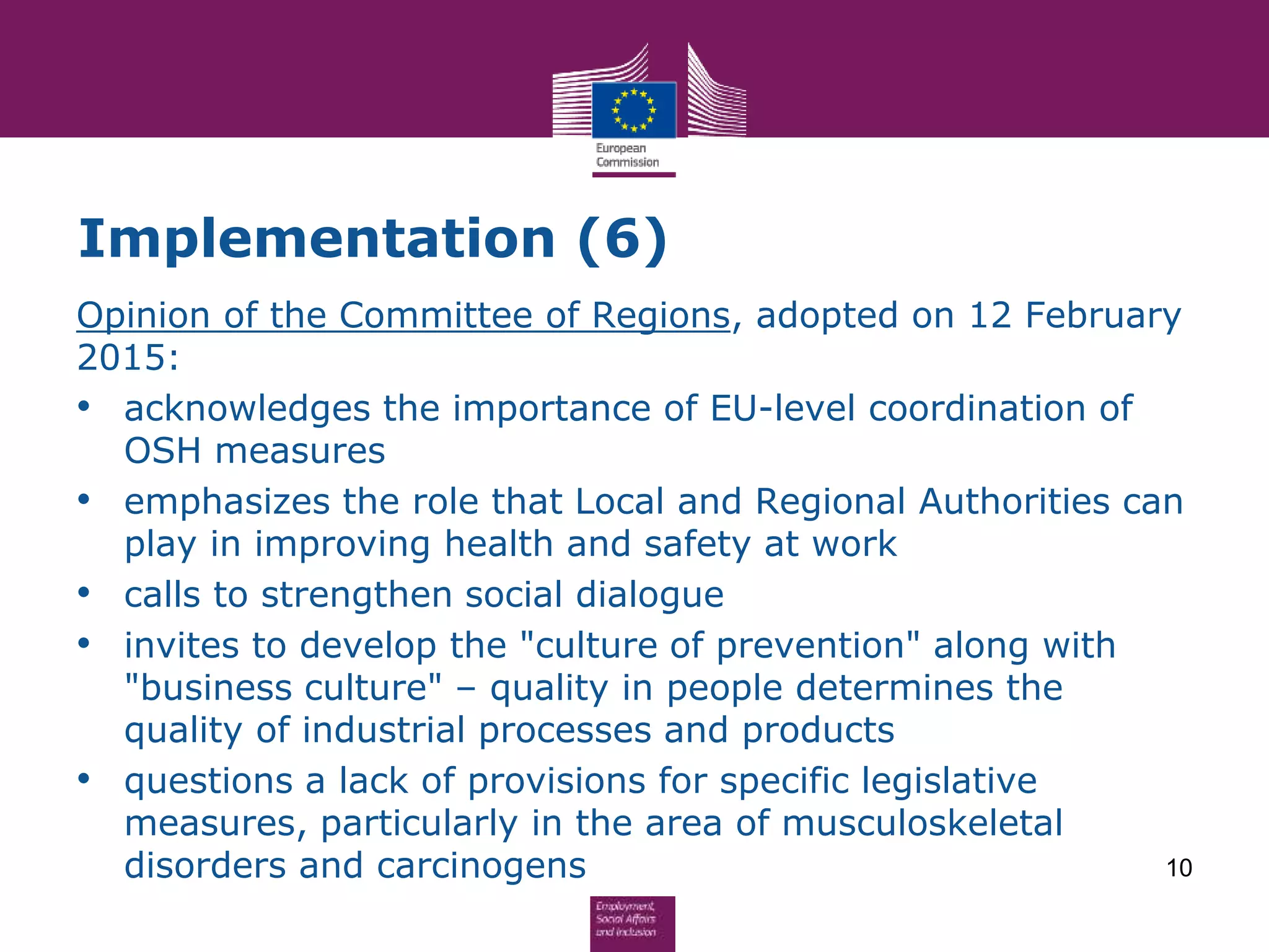 EU OSH Strategic Framework in action – state of implementation | PPTX