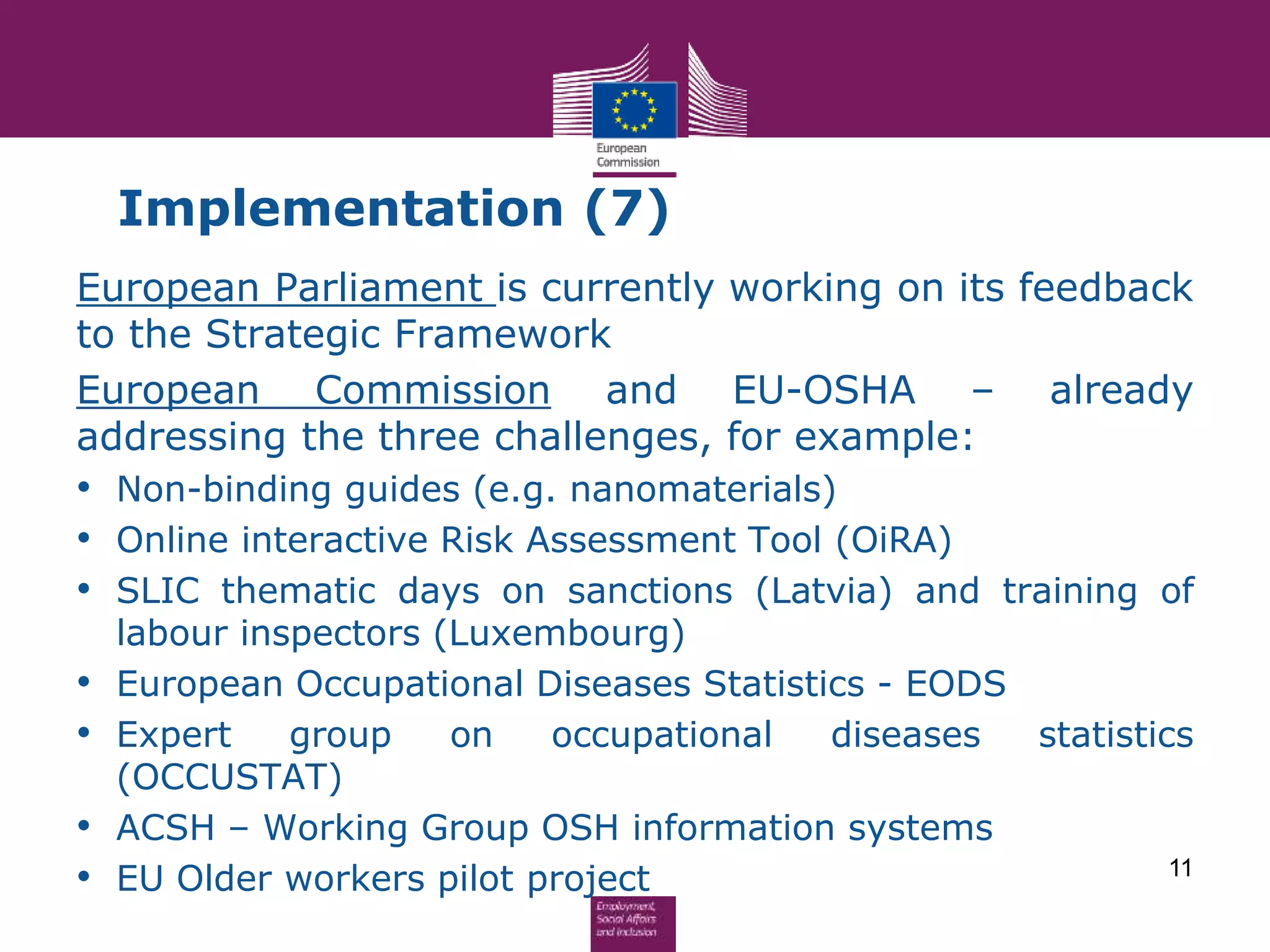 EU OSH Strategic Framework in action – state of implementation | PPTX