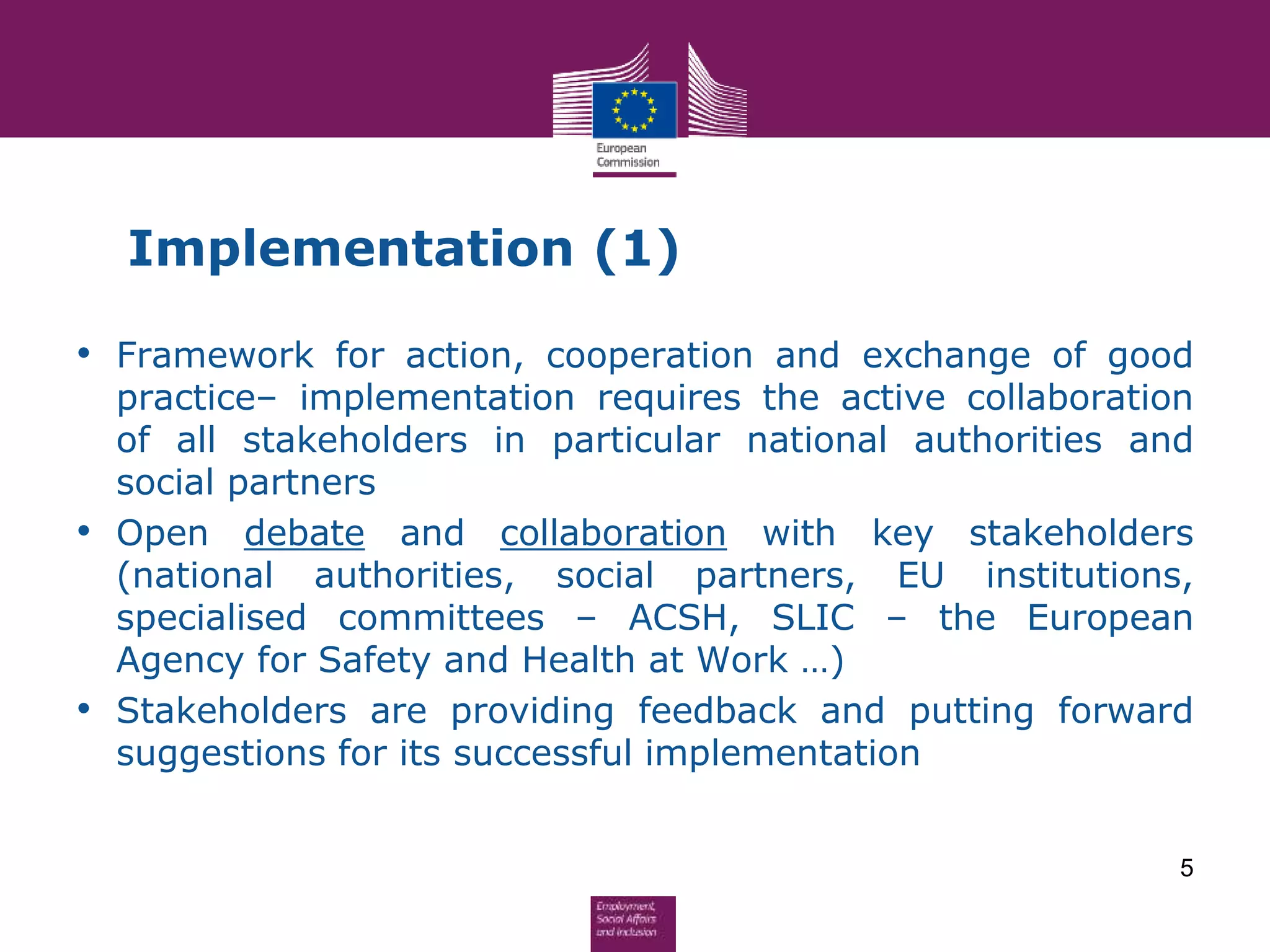 EU OSH Strategic Framework in action – state of implementation | PPTX