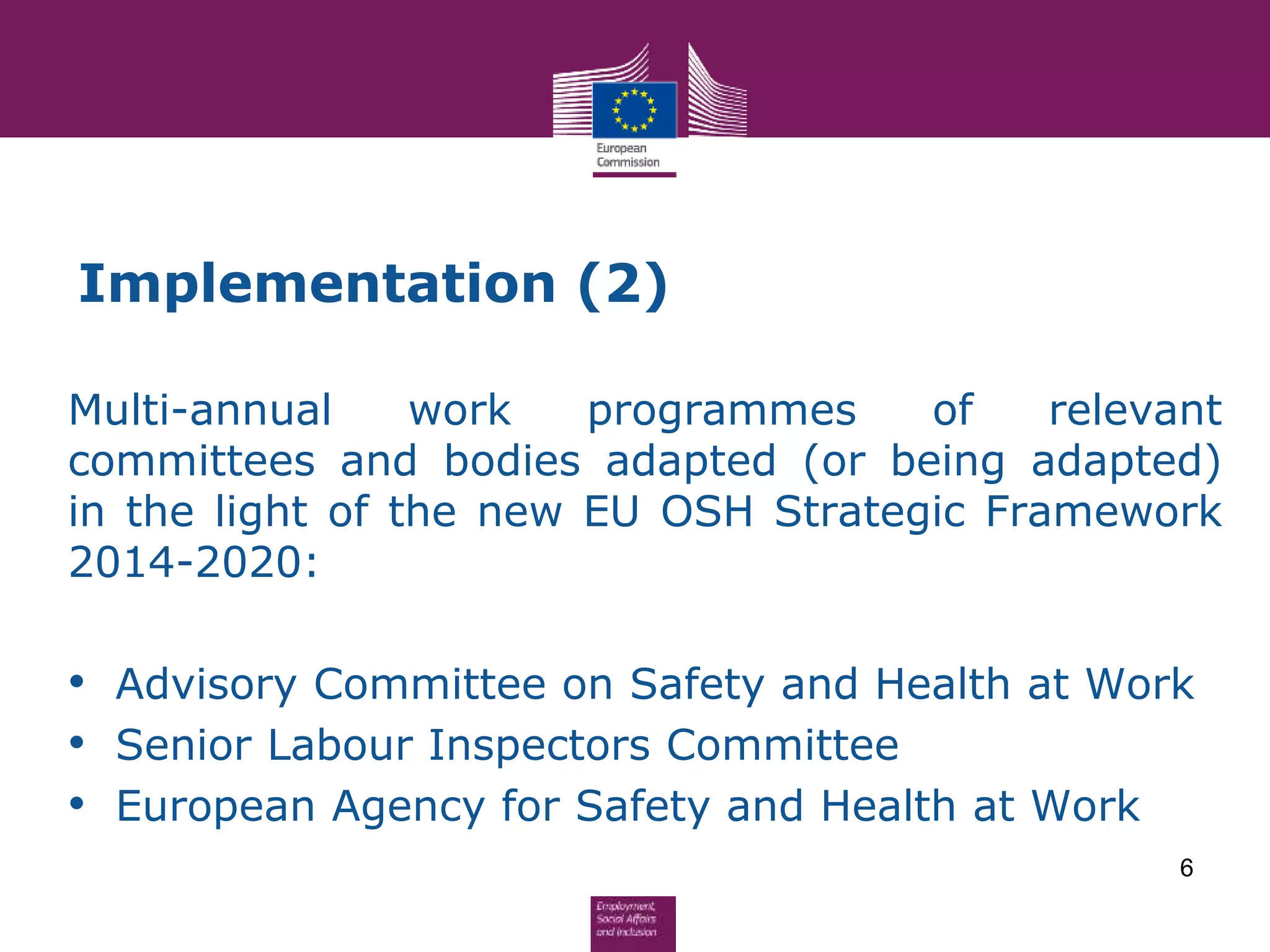 EU OSH Strategic Framework in action – state of implementation | PPTX
