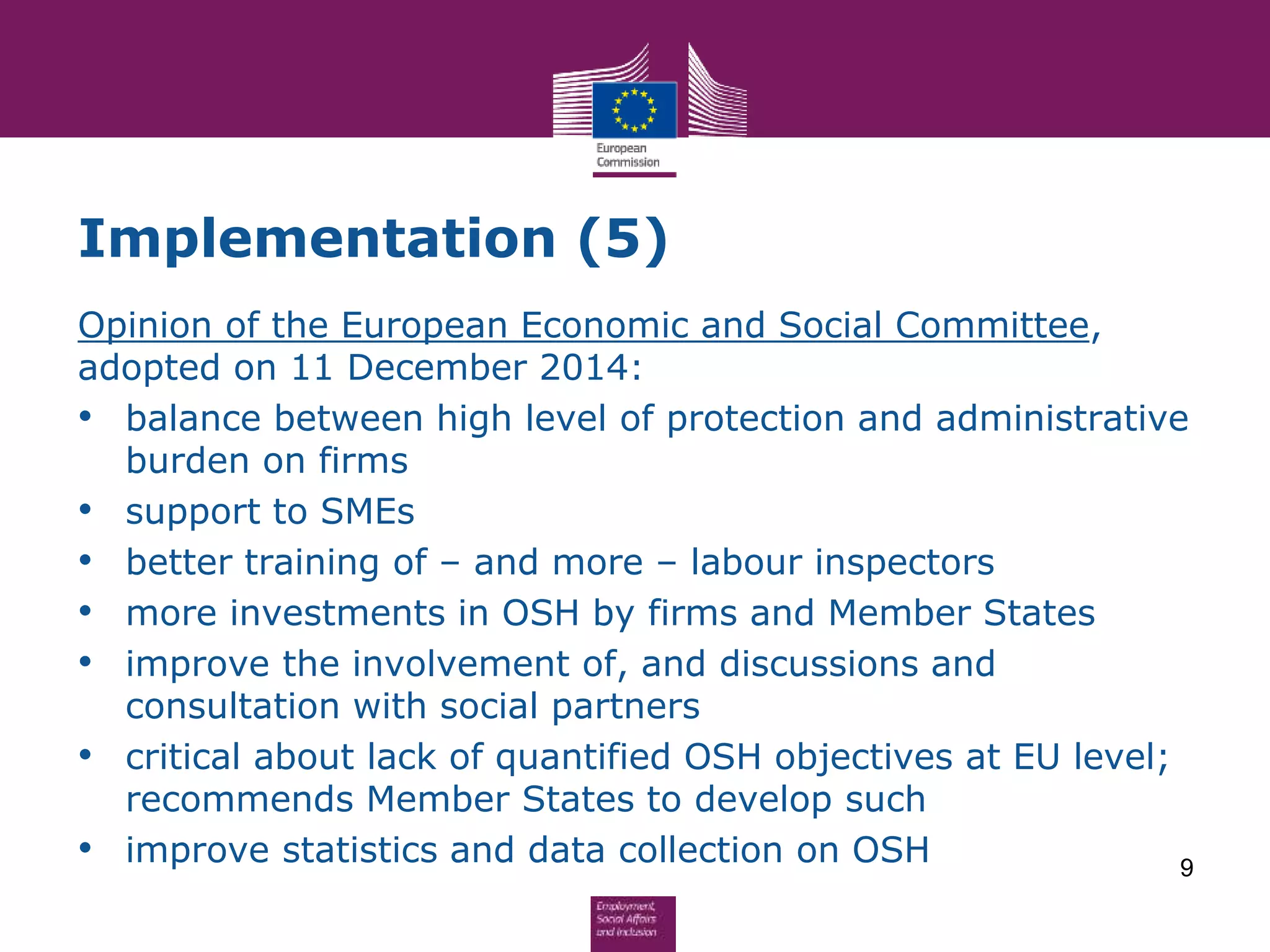 EU OSH Strategic Framework in action – state of implementation | PPTX