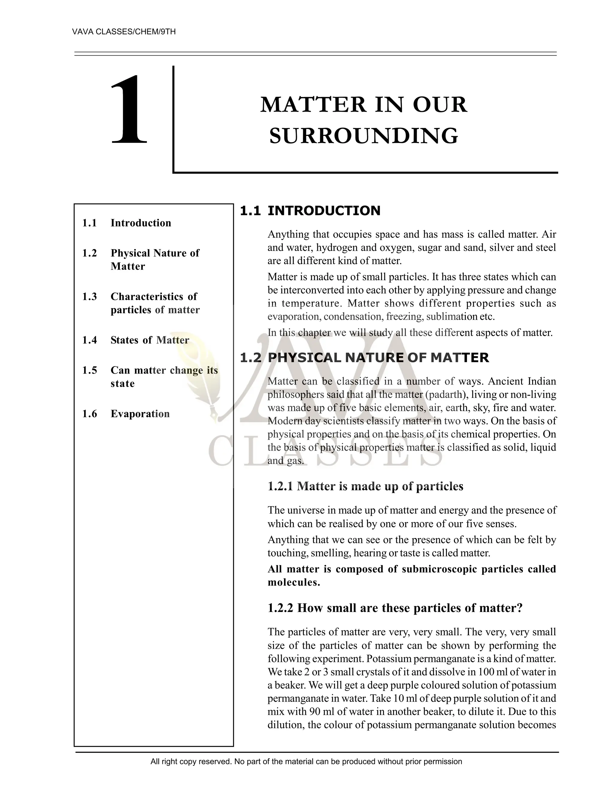 Matter in Our Surrounding Class 9 Science notes pdf | PDF