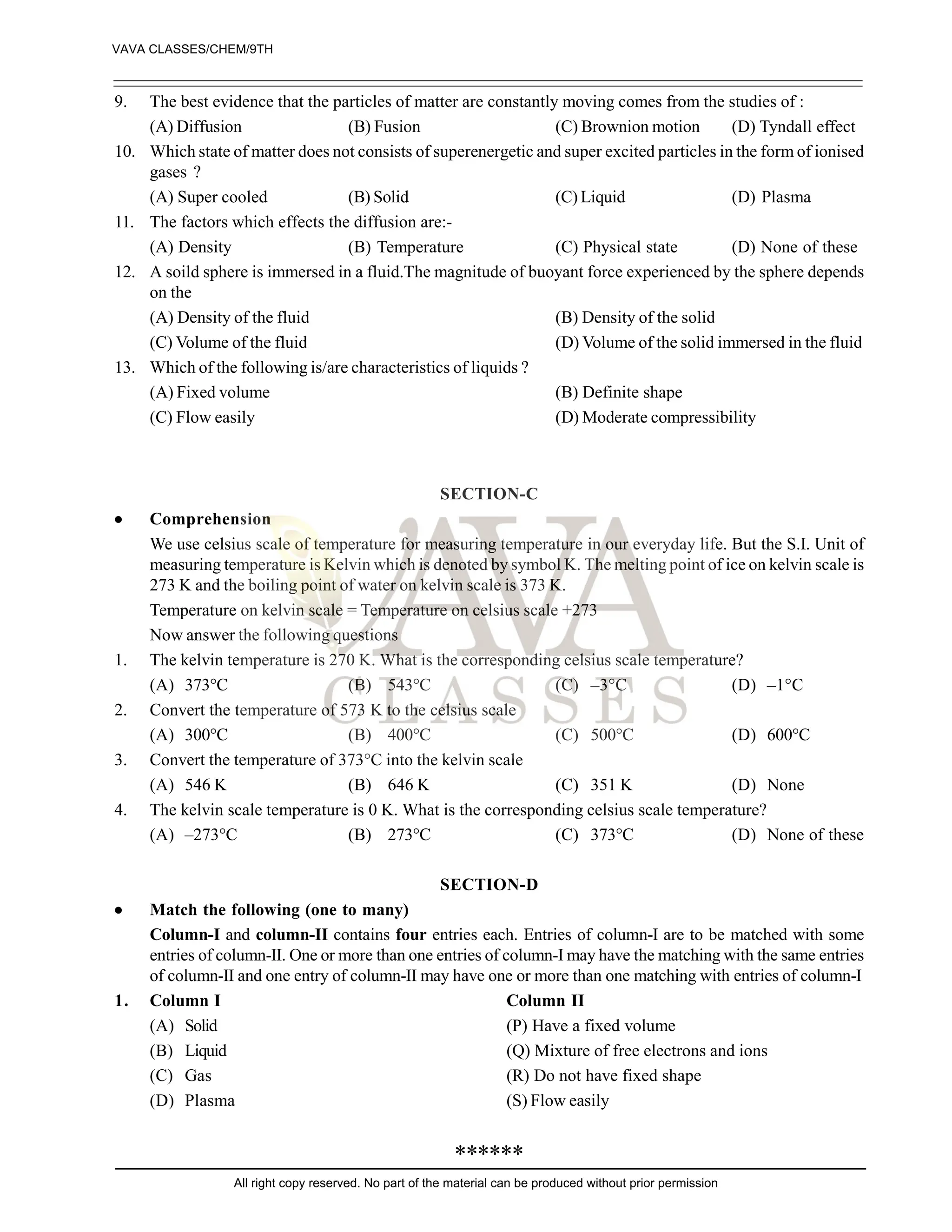 Matter in Our Surrounding Class 9 Science notes pdf | PDF
