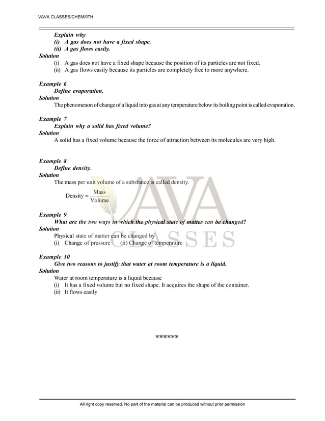 Matter in Our Surrounding Class 9 Science notes pdf | PDF | Chemistry ...