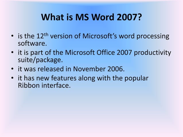 01 microsoft office word 2007 (introduction and parts) | PPTX