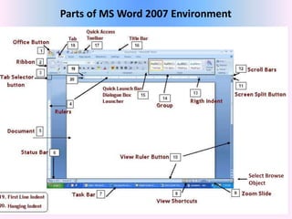 01 microsoft office word 2007 (introduction and parts) | PPT