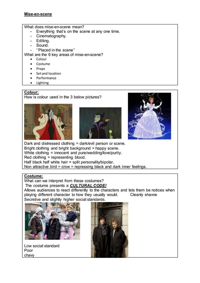 01 mise en scene notes sheet | DOCX | Theater | Fine Art