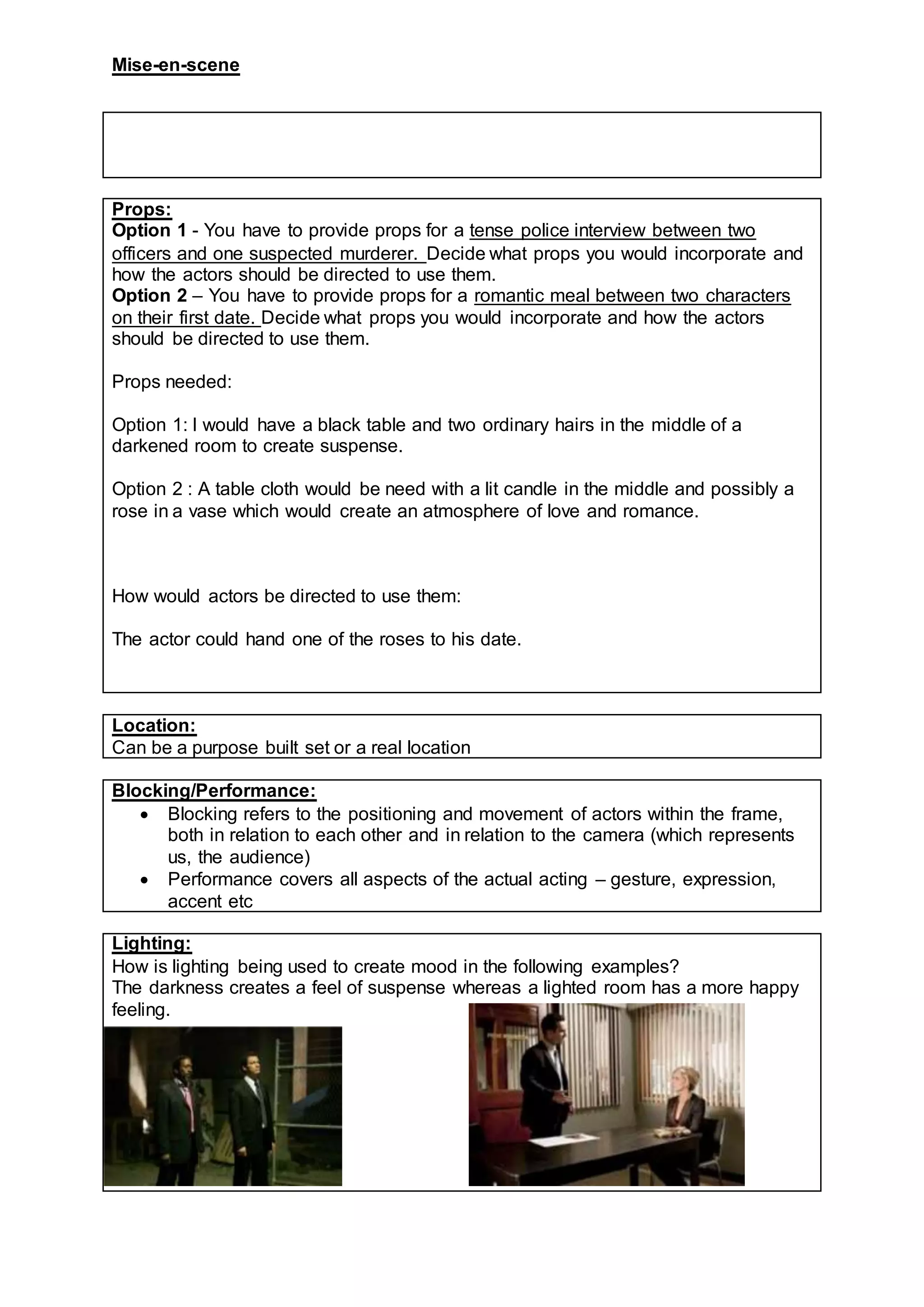 01 mise en scene notes sheet | DOCX