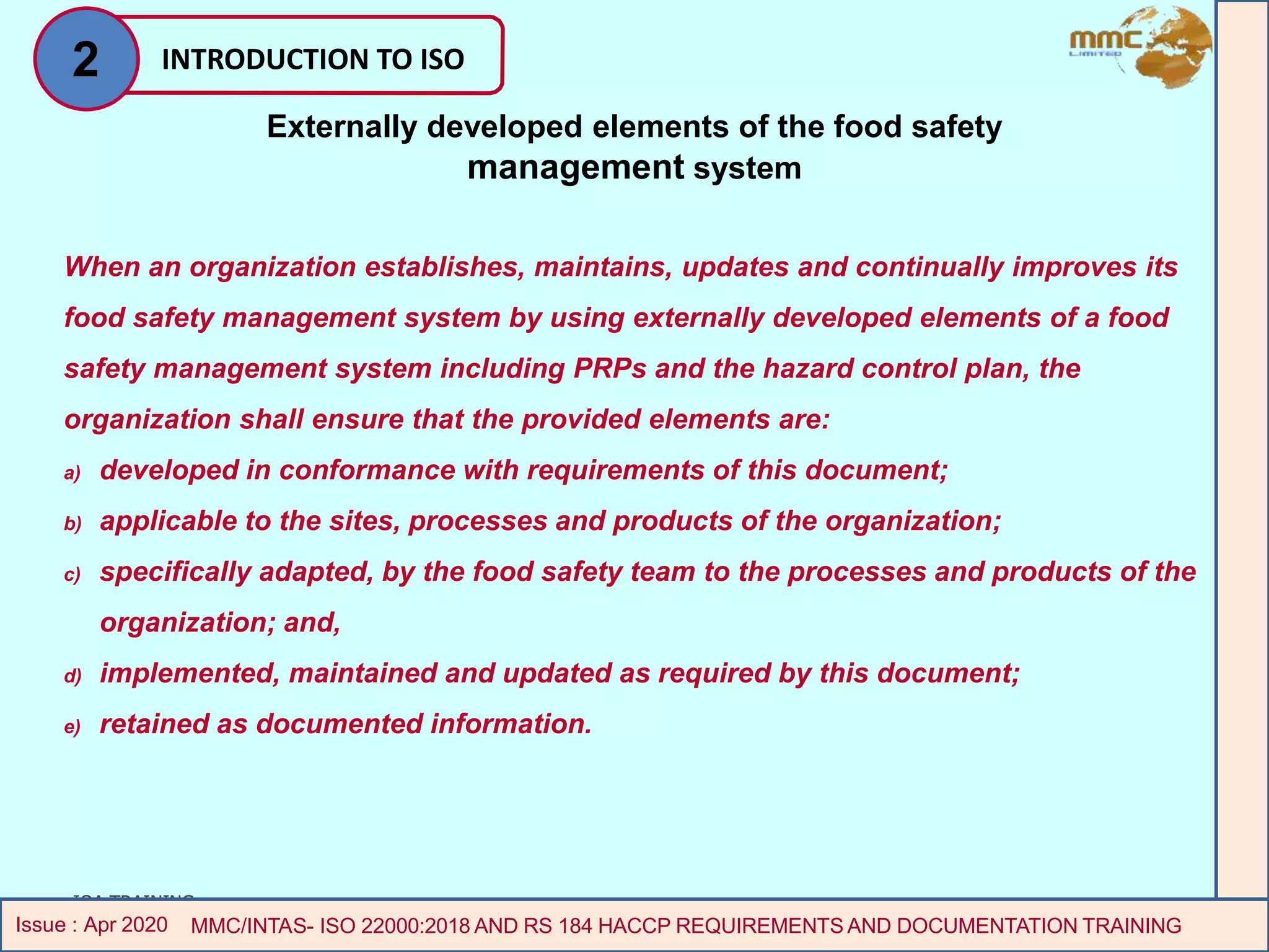 ISO 22000 Clauses Requirements and Documentation | PPT