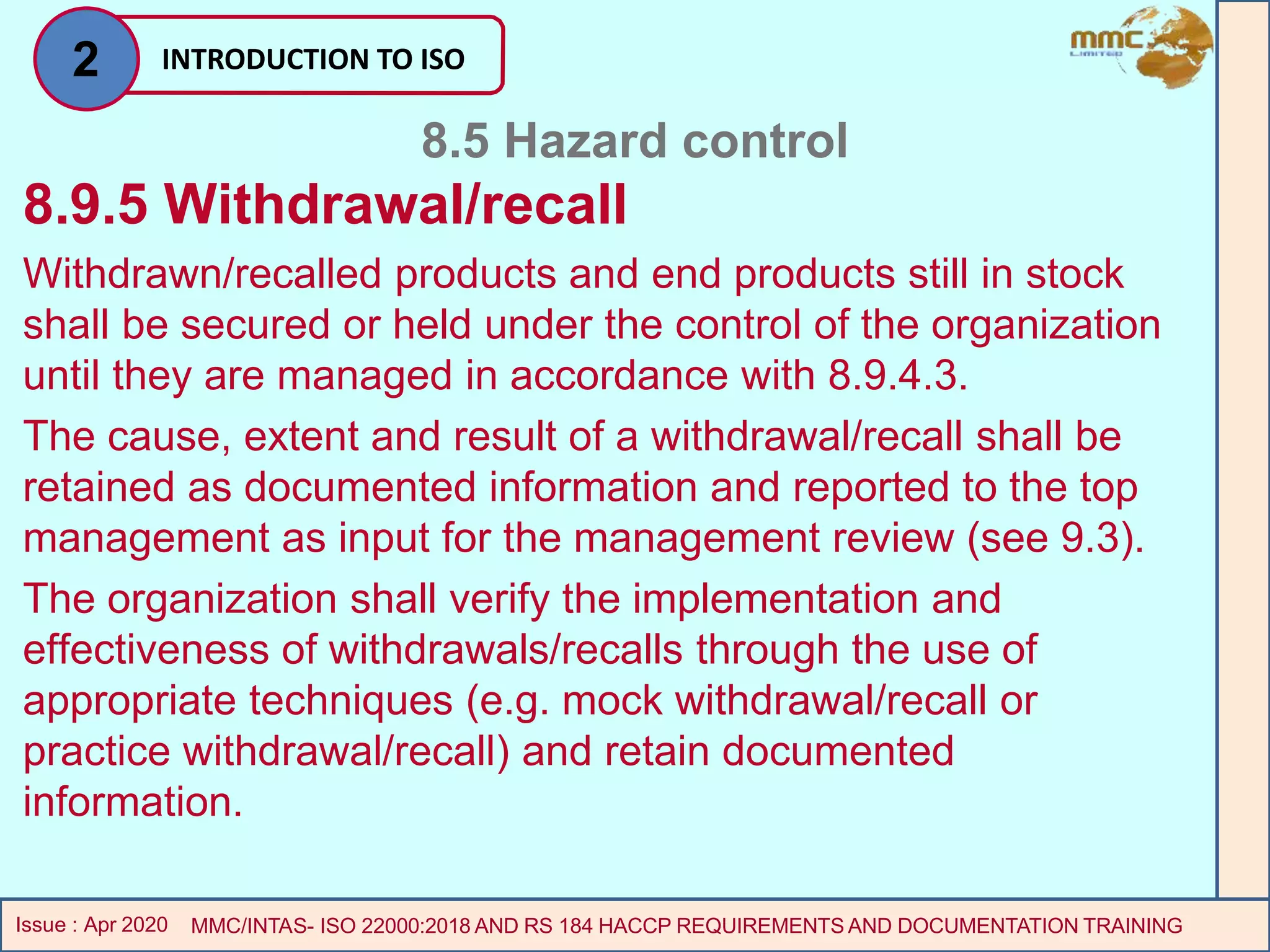 ISO 22000 Clauses Requirements and Documentation | PPT