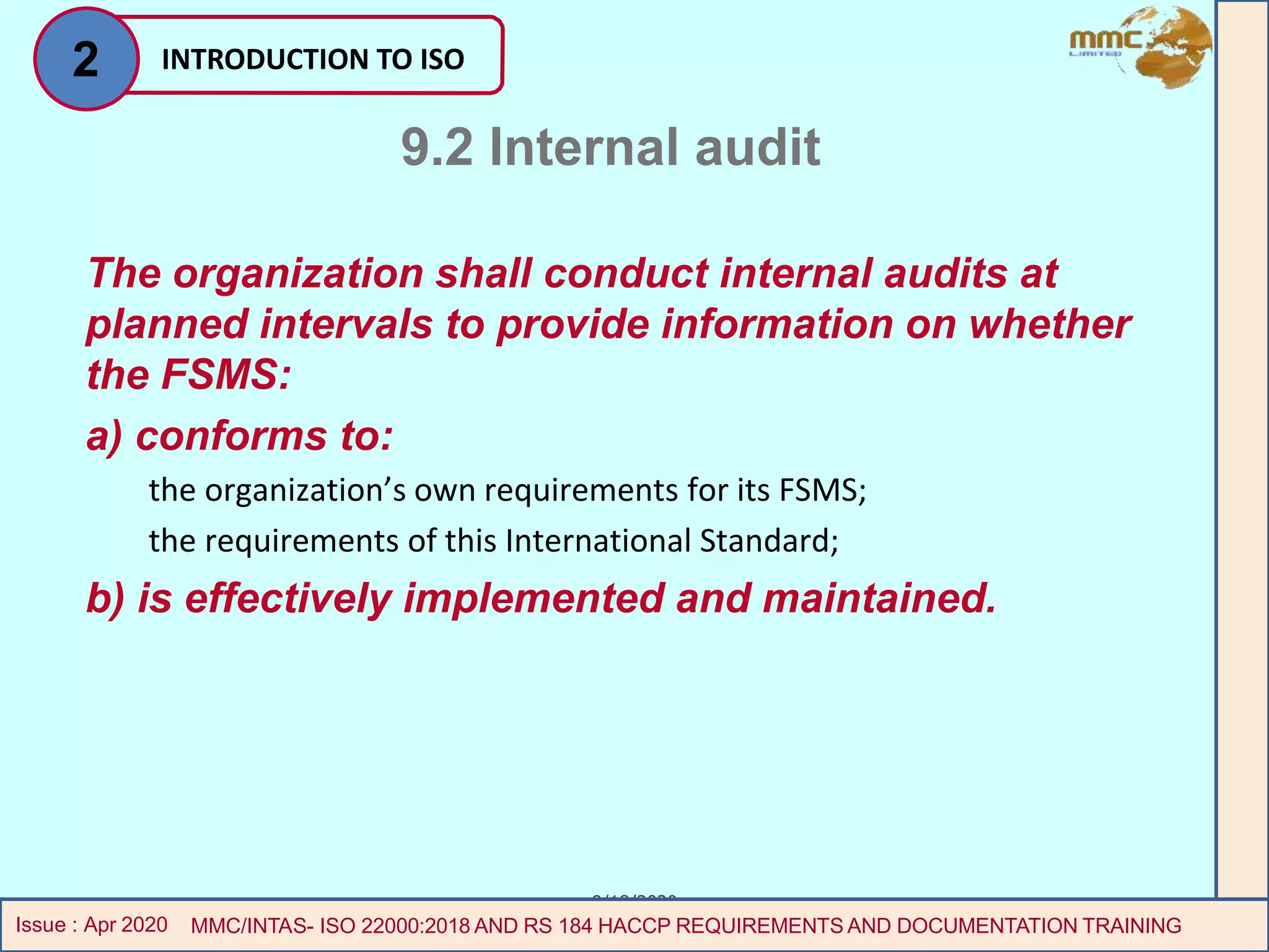 ISO 22000 Clauses Requirements and Documentation | PPT