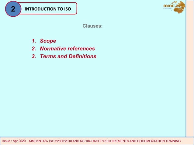 ISO 22000 Clauses Requirements and Documentation | PPT