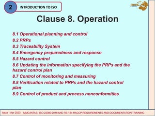 ISO 22000 Clauses Requirements and Documentation | PPT