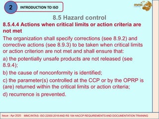 ISO 22000 Clauses Requirements and Documentation | PPT