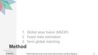 (Research Note) Model-Aided Monocular Visual-Inertial State Estimation and Dense Mapping | PPT
