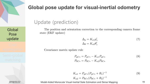 Research Note Model Aided Monocular Visual Inertial State Estimation
