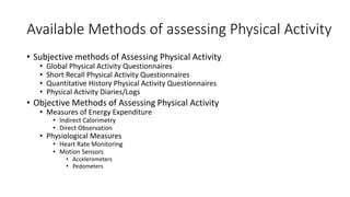 Methods of assessing Physical Activity | PPT