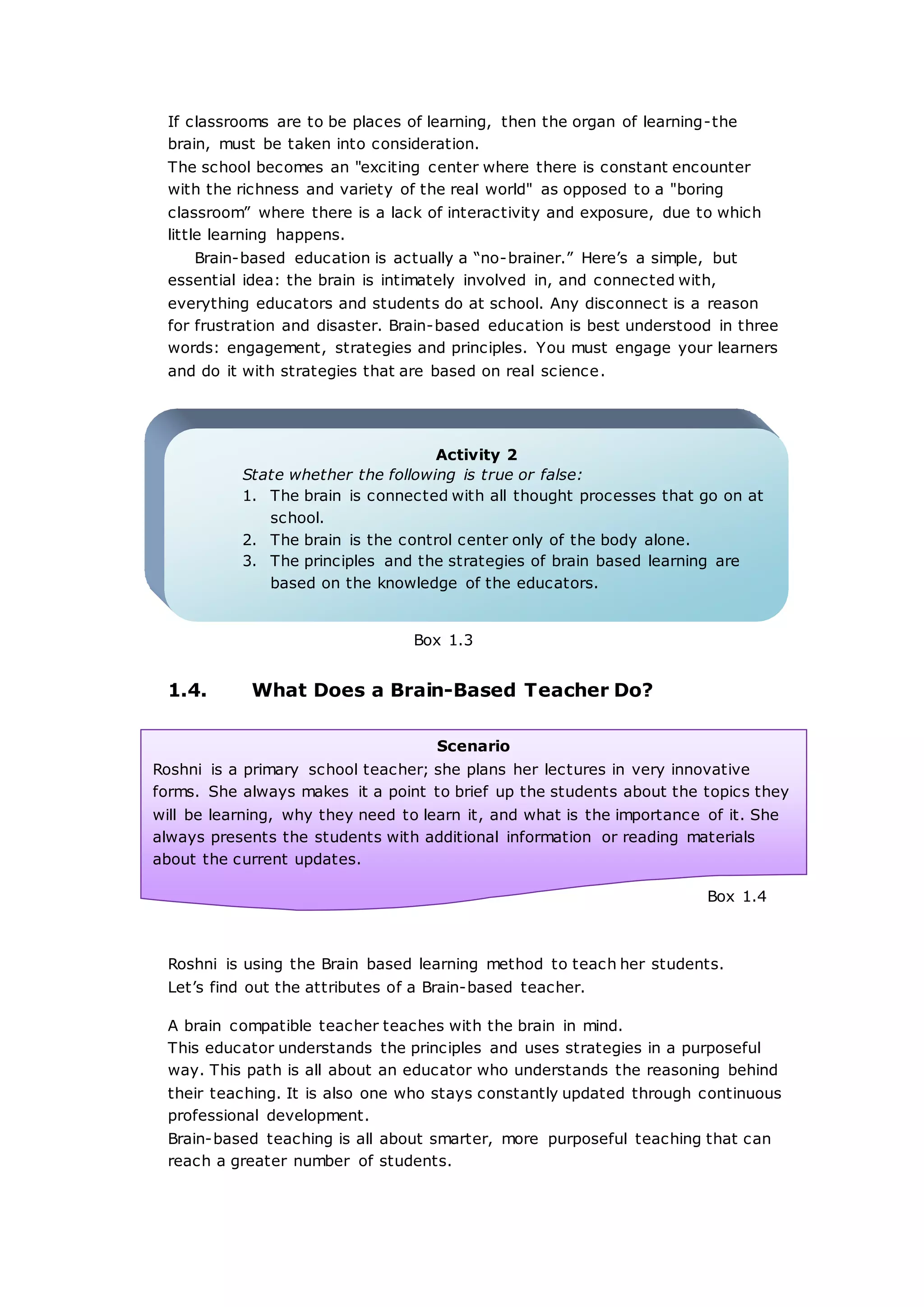 Brain based learning- Open Distance Learning Material | PDF
