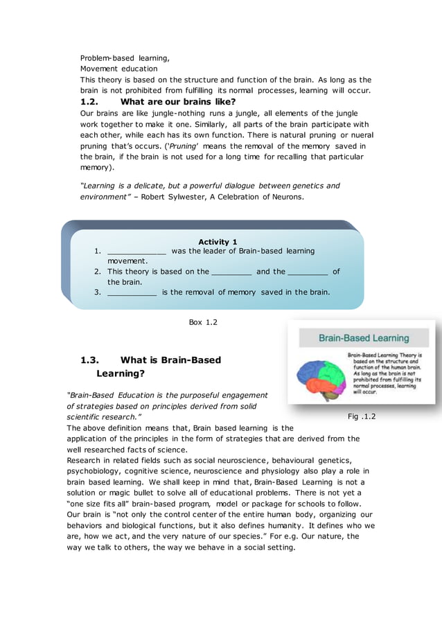 Brain based learning- Open Distance Learning Material | PDF