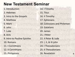 Session 01 New Testament Overview - Introduction and Summary | PPTX