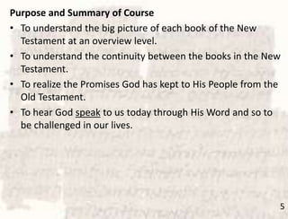 Session 01 New Testament Overview - Introduction and Summary | PPTX