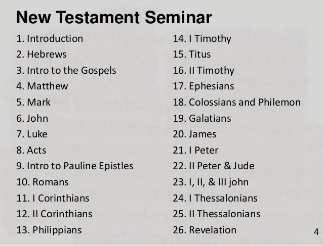 Session 01 New Testament Overview - Introduction and Summary