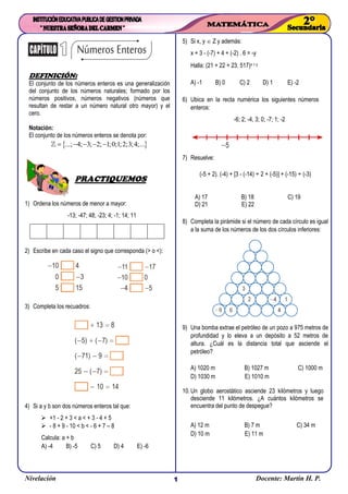 Operaciones con números enteros | PDF