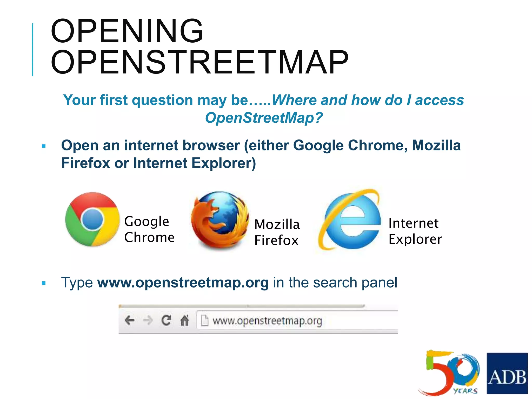 Lesson 1. OPENSTREETMAP Basic Operations | PPT