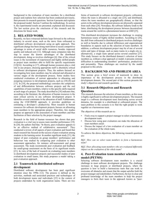 A Peer-Evaluation Model for Team Member Selection in a Distributed Development Domain (PETMS) | PDF