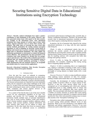 Securing Sensitive Digital Data in Educational Institutions using Encryption Technology | PDF