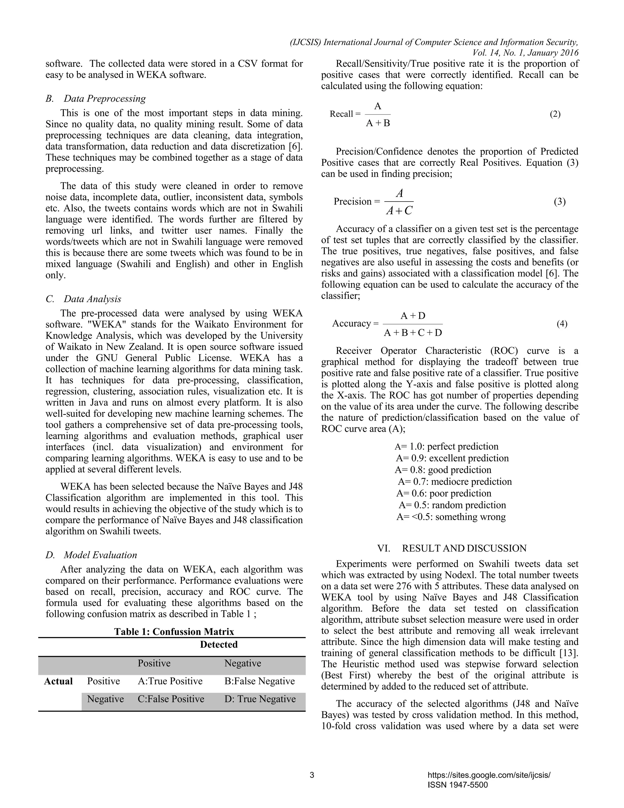Naïve Bayes And J48 Classification Algorithms On Swahili Tweets Performance Evaluation Pdf