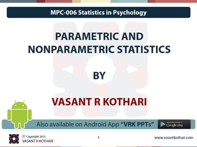 01 parametric and non parametric statistics | PDF | Physics | Science