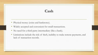 introuction to banking- Types of Payment Methods | PPTX